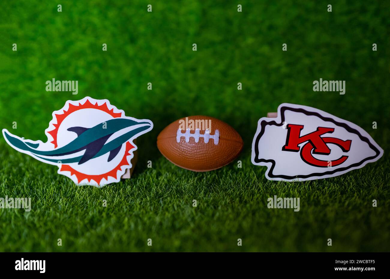 January 10, 2024, Las Vegas, USA, Emblems of football clubs ...