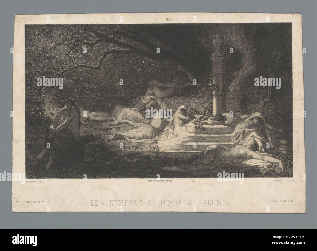 Nymphs at the grave of Adonis, Eugène Louis Pirodon, After Auguste ...