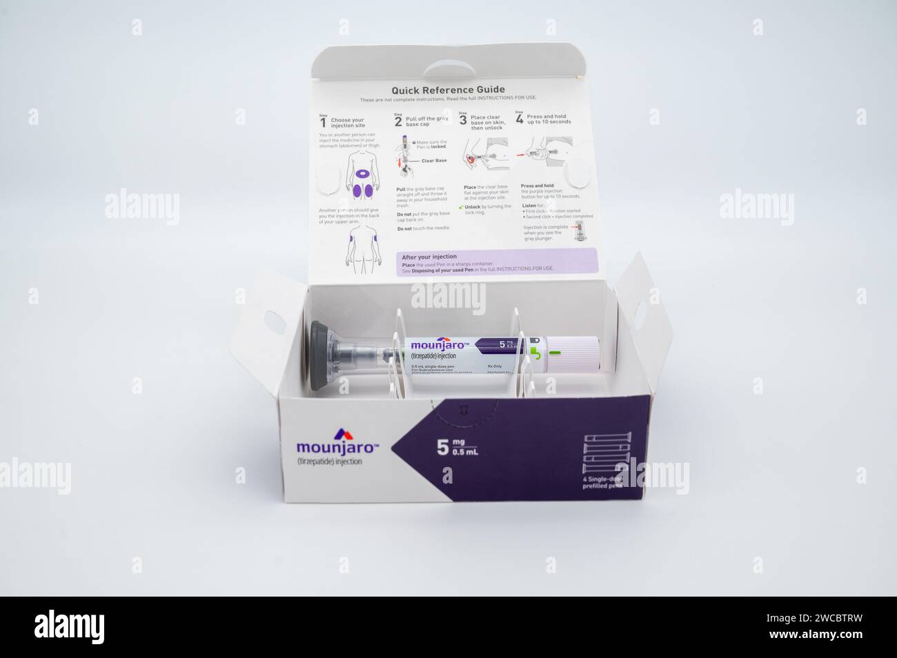 POTTERVILLE, MI - JANUARY 14, 2024: Mounjaro tirzepatide prescription ...