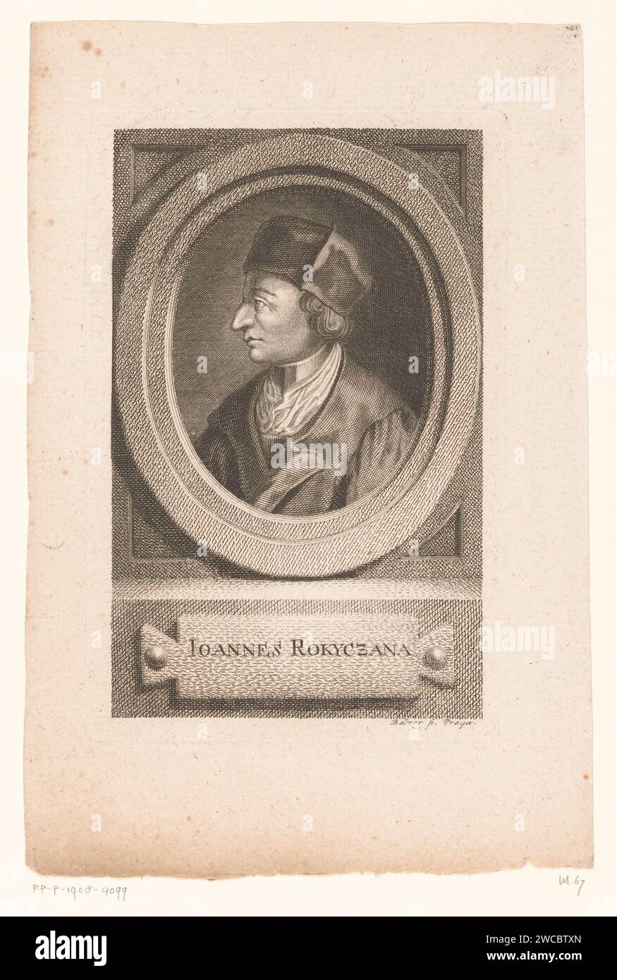 Portret van Jan Rokycana, Jan Balzer, 1746 - 1799 print Prague paper ...