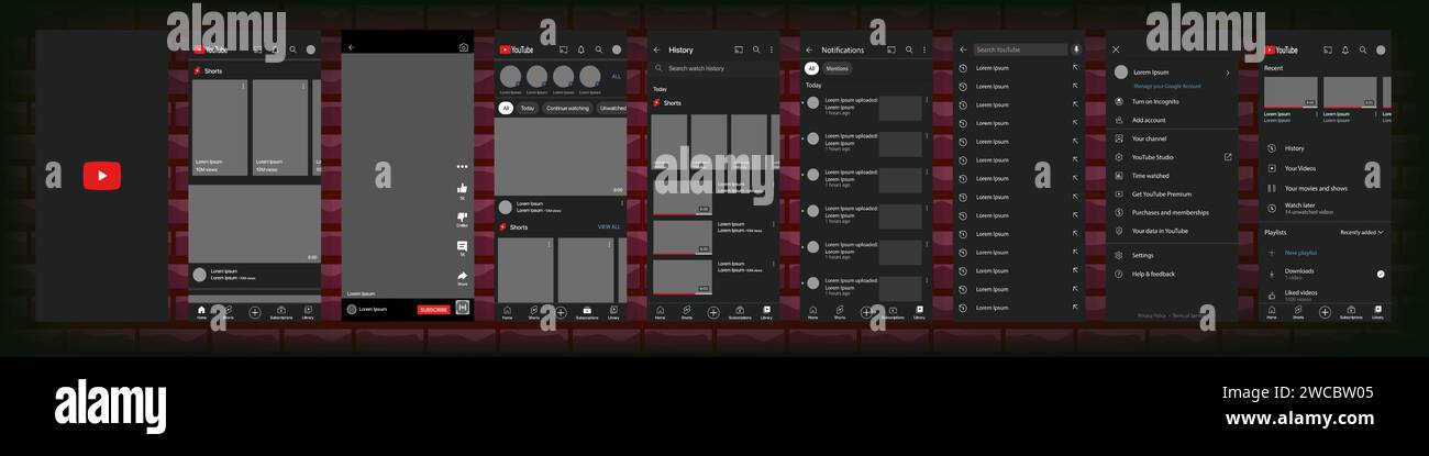 YouTube mobile interface. You Tube screen social media, video hosting ...