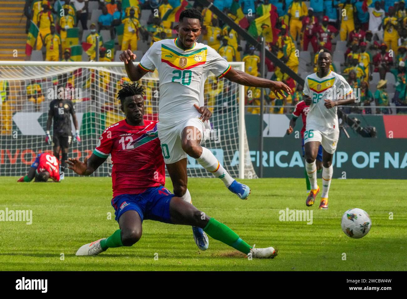 Senegal's Habib Diallo, right, tussles for the ball with Gambia's James ...