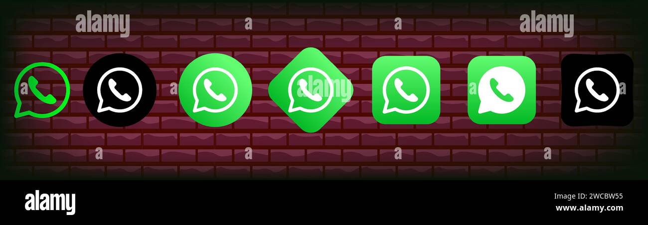 Collection of different WhatsApp web icons. Social media logo. Line art ...