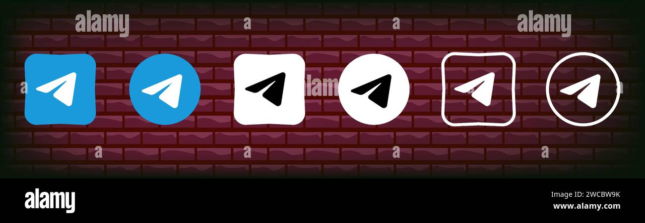 Collection of different telegram icons. Social media logo. Line art and ...