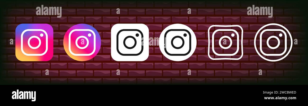 Collection of black instagram icons. Social media logo. Line art and ...