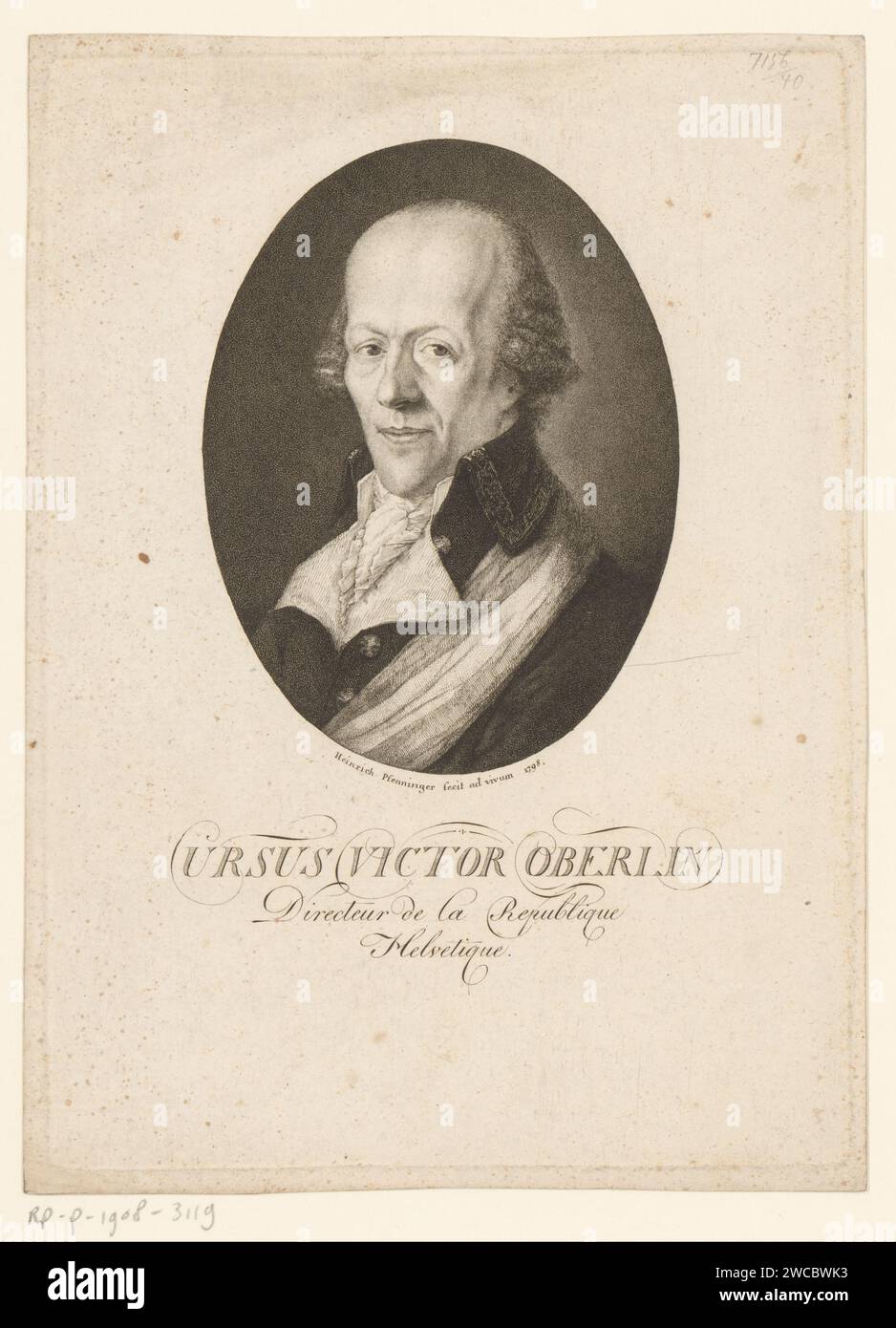 Portrait van Urs Viktor Oberlin, Heinrich Pfenninger, 1759 - 1815 print ...