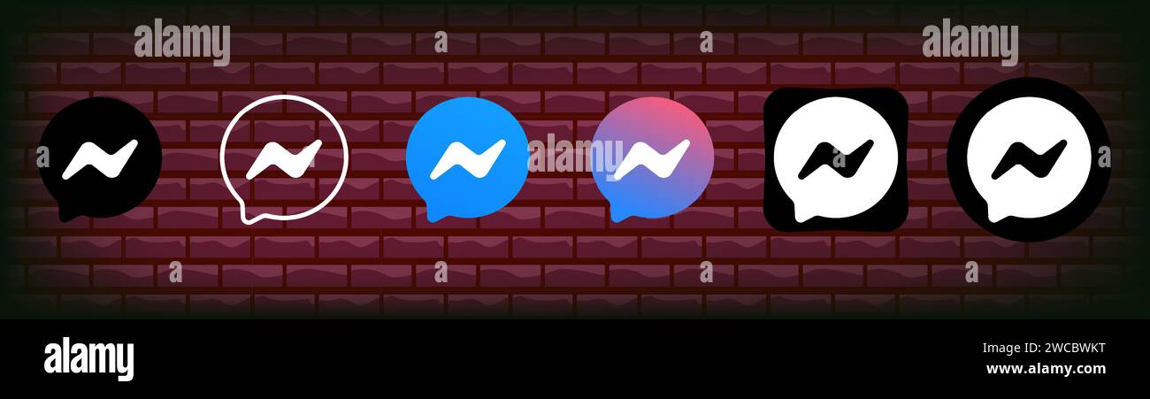 Collection of Messenger icons. Social media logo. Line art and flat ...