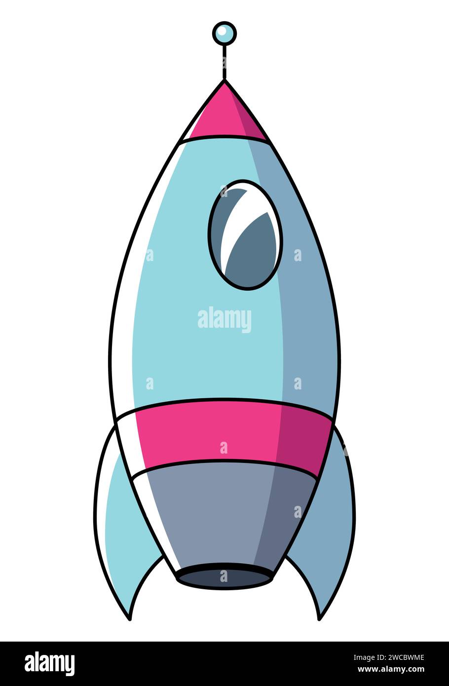 starship - color cartoon vector illustration of spaceship, isolated on ...