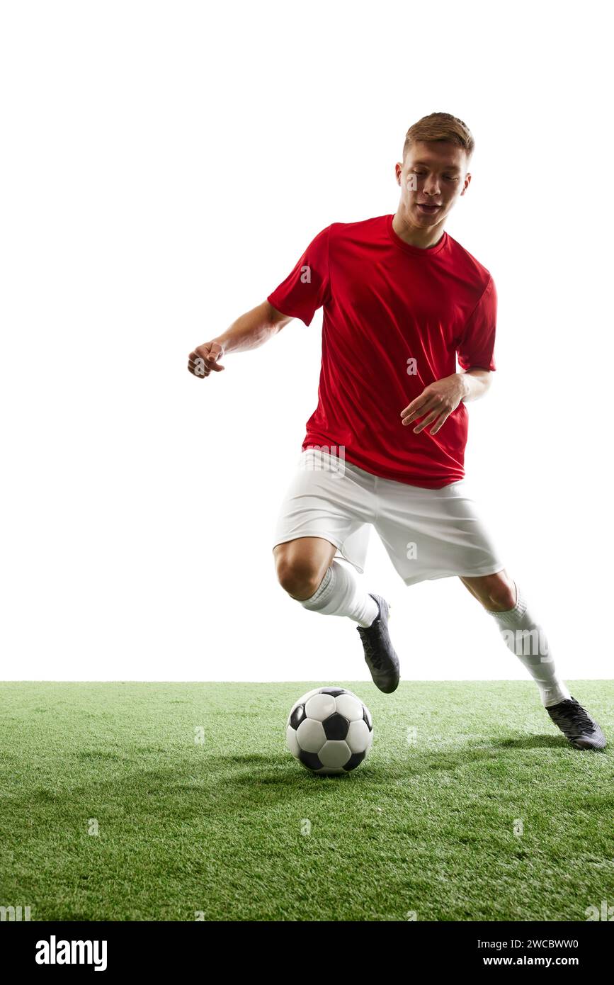 Mid-Air mastery. Dynamic portrait of sportsman show unparalleled skill ...