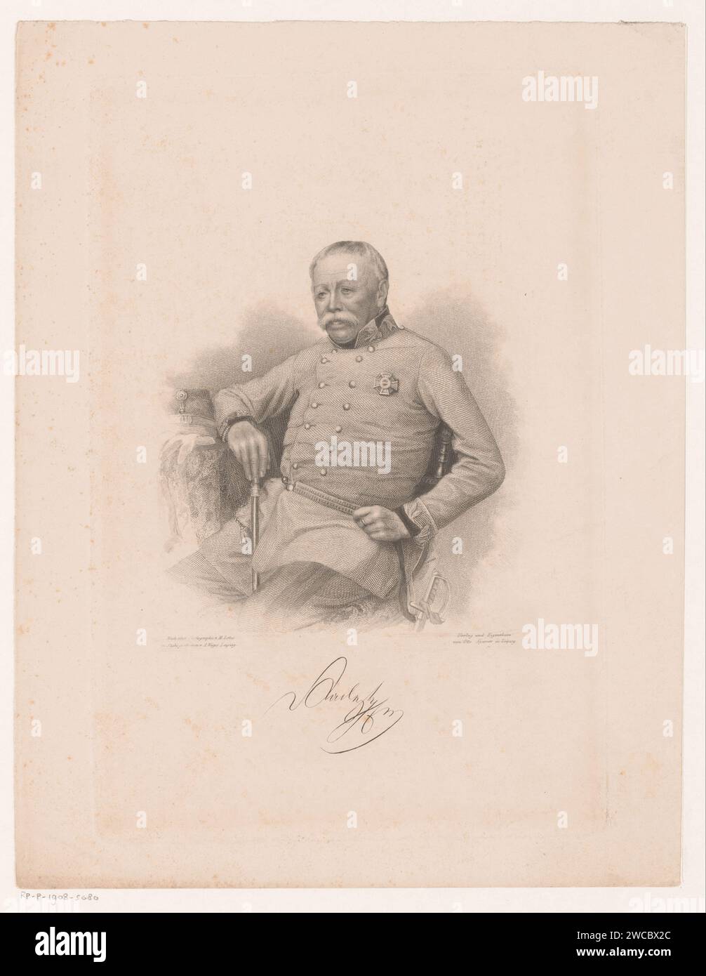 Portrait van Josef Wenzel Radetzky von Radetz, August Weger, 1849 - 1892 print Leipzig paper ...