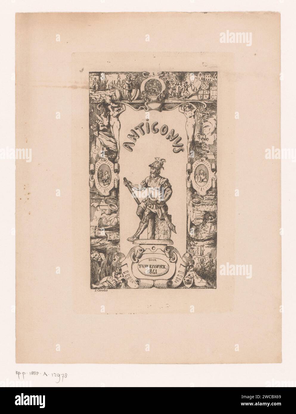 Statue of Dron Antigoon in an allegorical framework, Louis Antoine ...