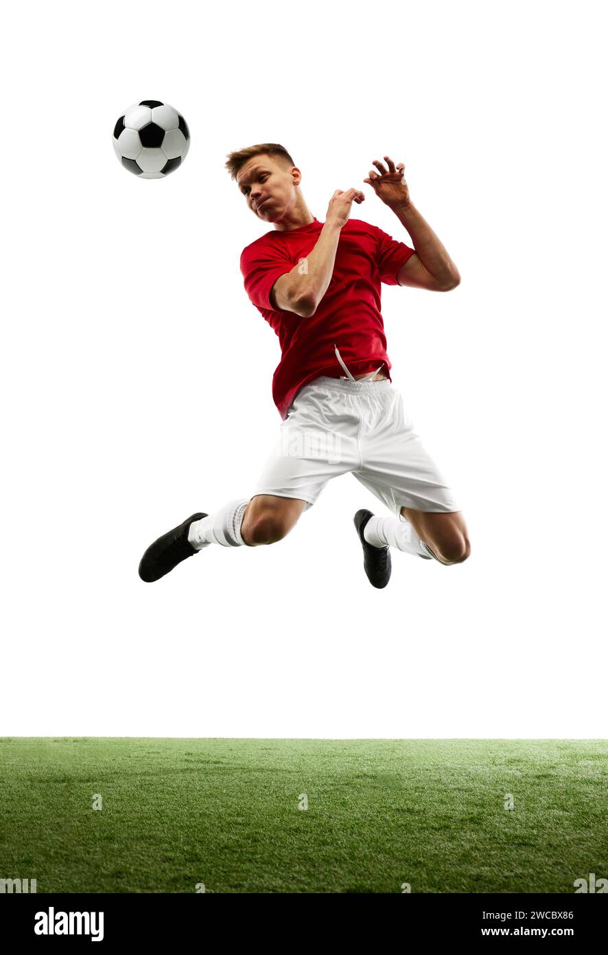 Sculpting victory in air. True artist on soccer field, footballer ...