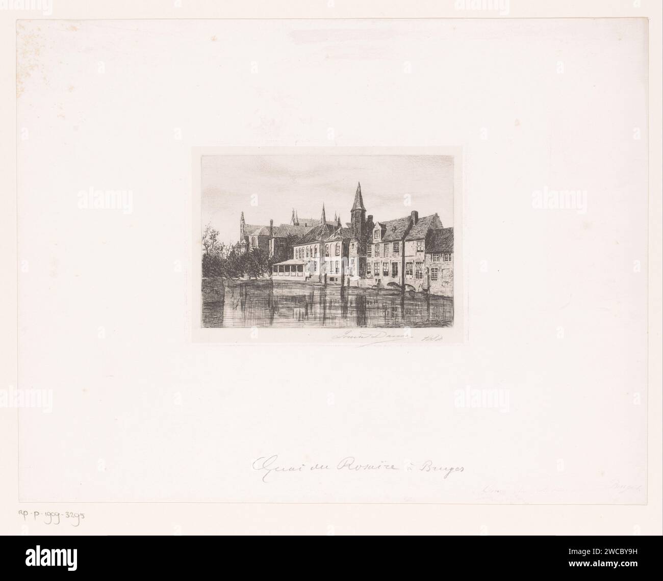 View of the Rozenhoedkaai in Bruges, Louise Danse, 1880 - 1889 print paper. etching canals ...