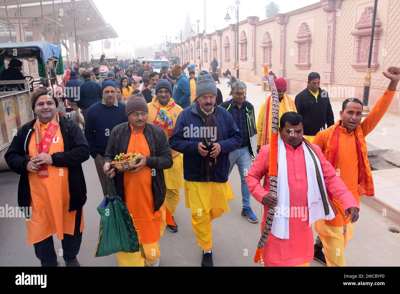 Ayodhya, India. 14th Jan, 2024. Ayodhya, Jan 13 (ANI): Priests and ...