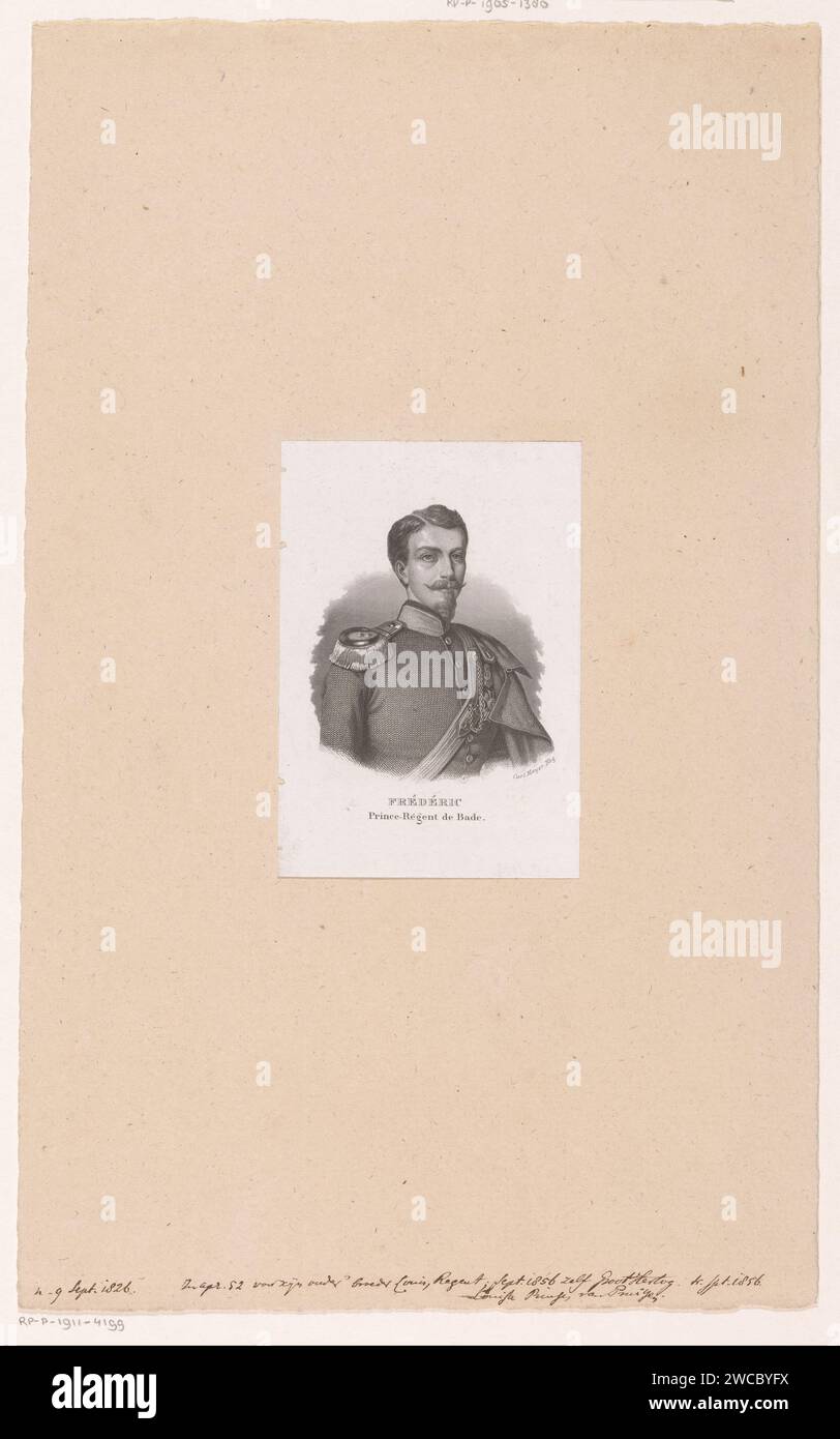 PortraT van Friedrich I von Baden, Carl Mayer, 1854 print Nuremberg ...