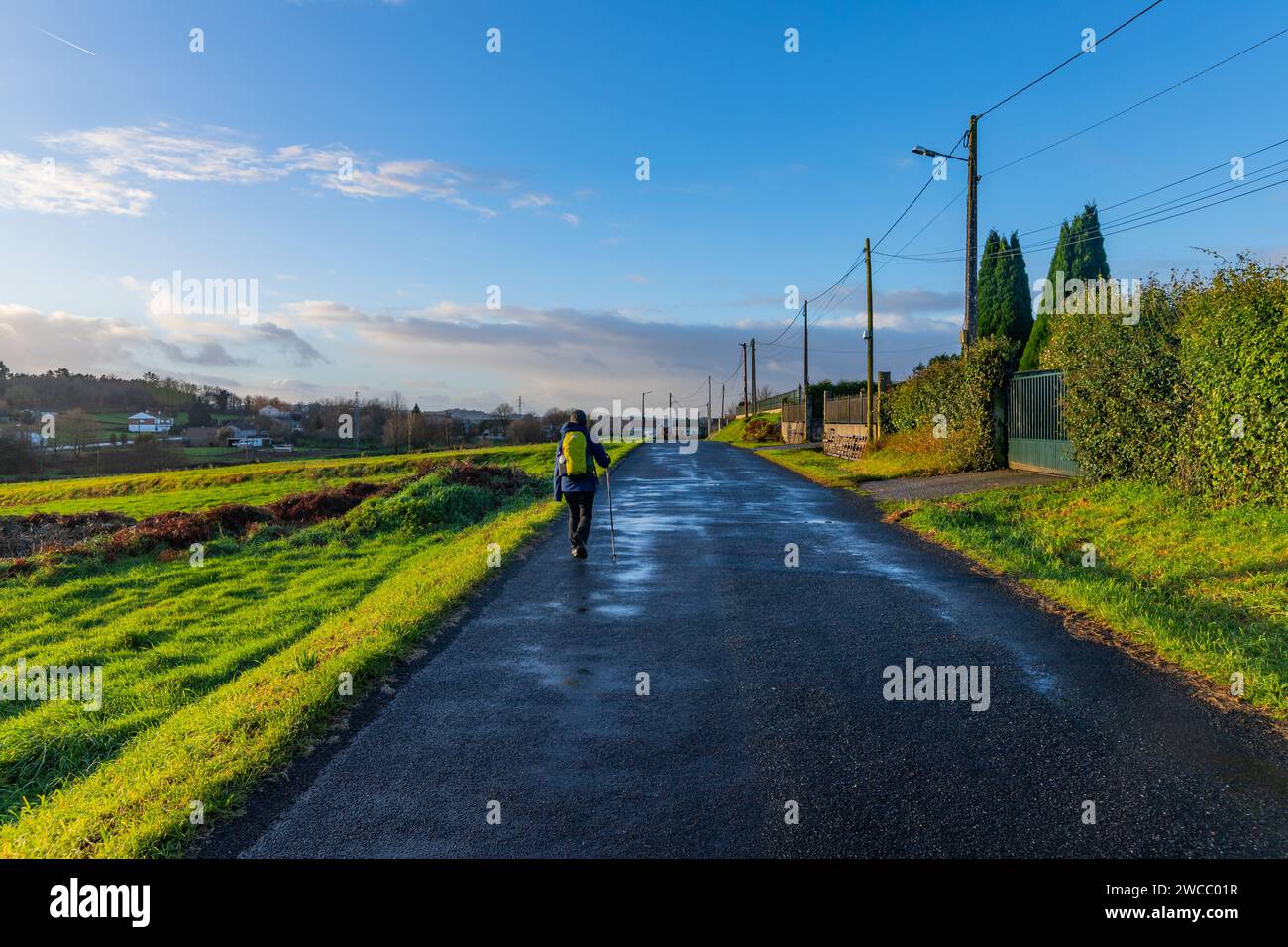 Galicia, Spain, 1 January, 2024: Pilgrim walk along the Camino De ...
