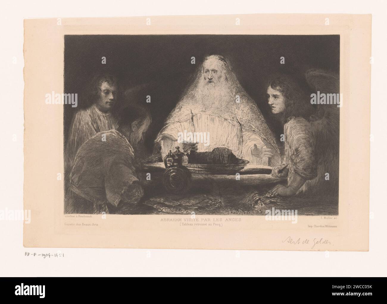 Abraham and De Engelen, Louis Jean Muller, After Rembrandt van Rijn ...