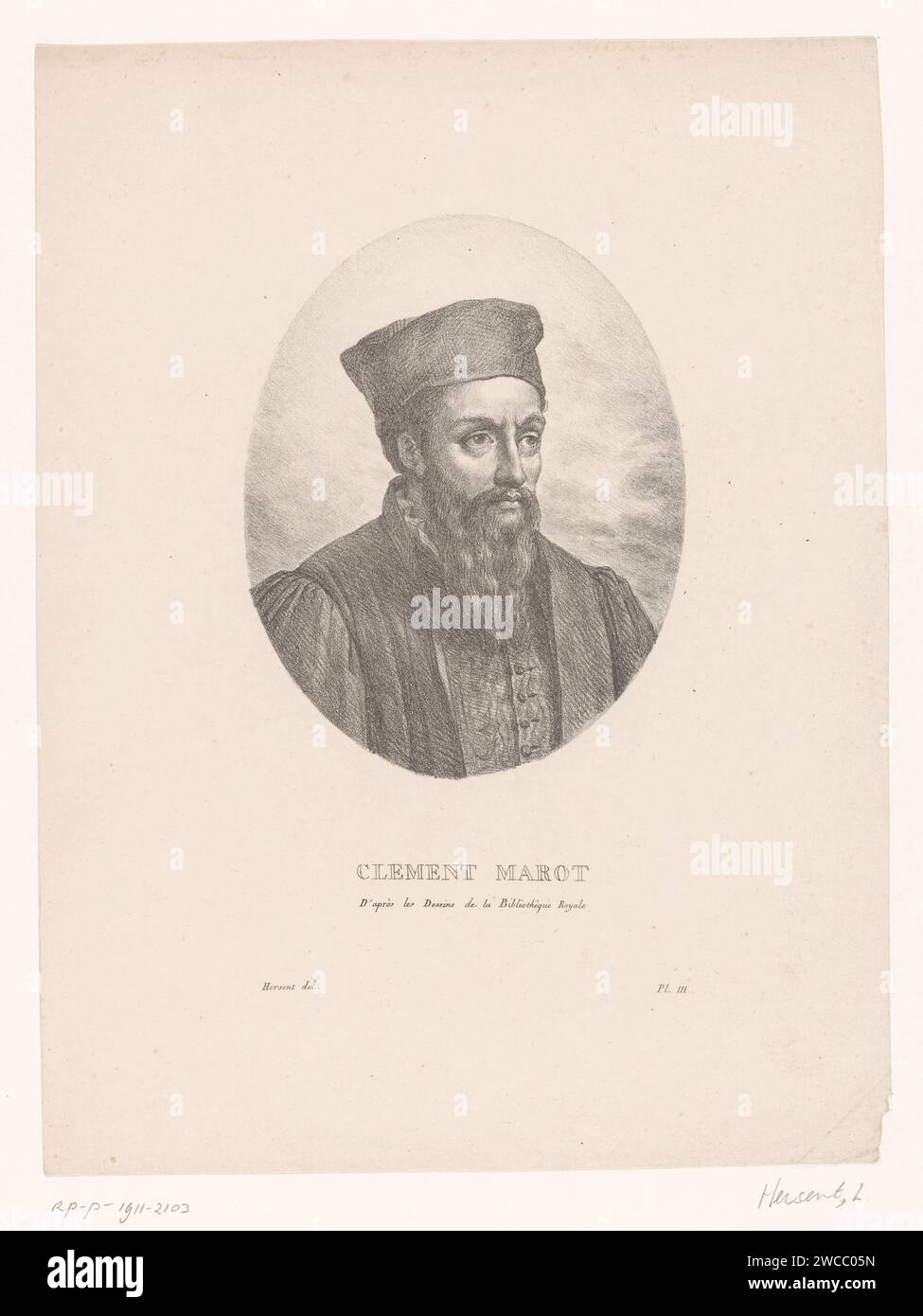 Portrait of Clément Marot, Louis Hersent, c. 1813 - c. 1841 print paper ...