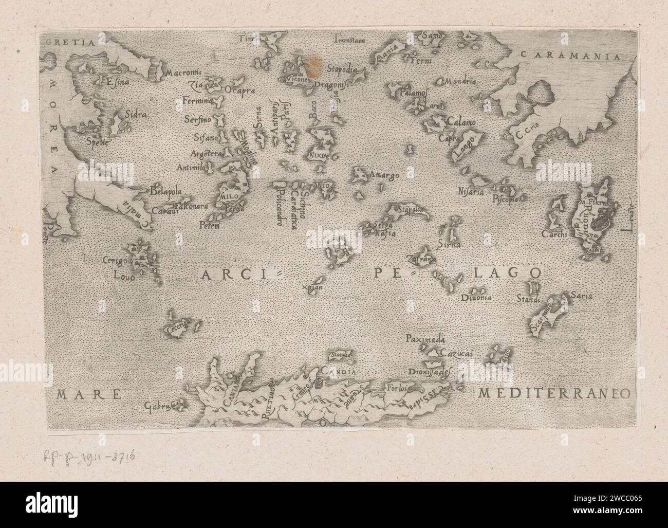 Map of the archipelago in the Mediterranean Sea near Greece, Anonymous ...