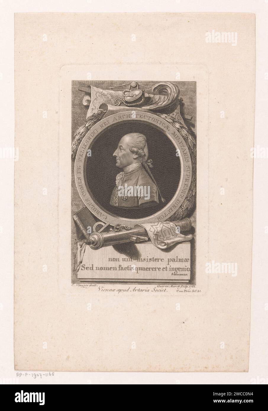 Portrait van Carl Clemens von Pellegrini, Quirin Mark, 1782 print Vienna paper engraving ...