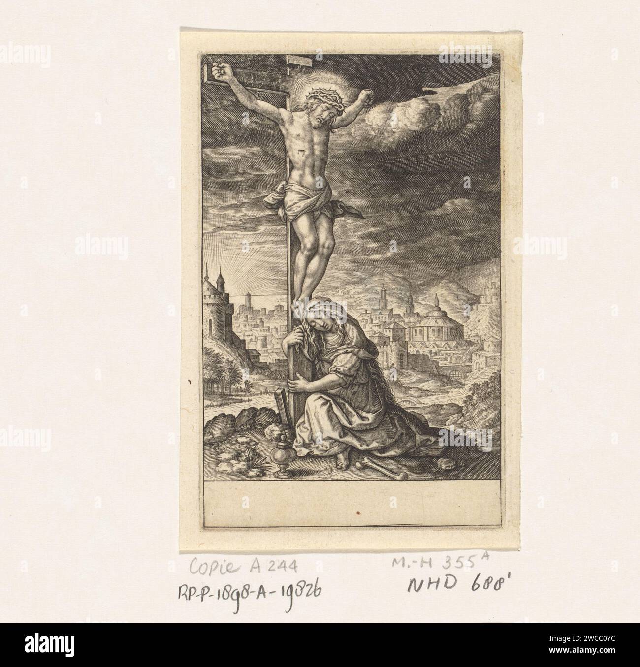 Christ on the Cross, Hieronymus Wierix, 1563 - Before 1619 print Christ hangs on the cross ...