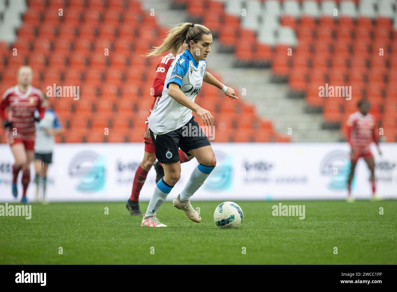 Liege, Belgium. 13th Jan, 2024. Sejde Abrahamsson (2) of Club YLA ...