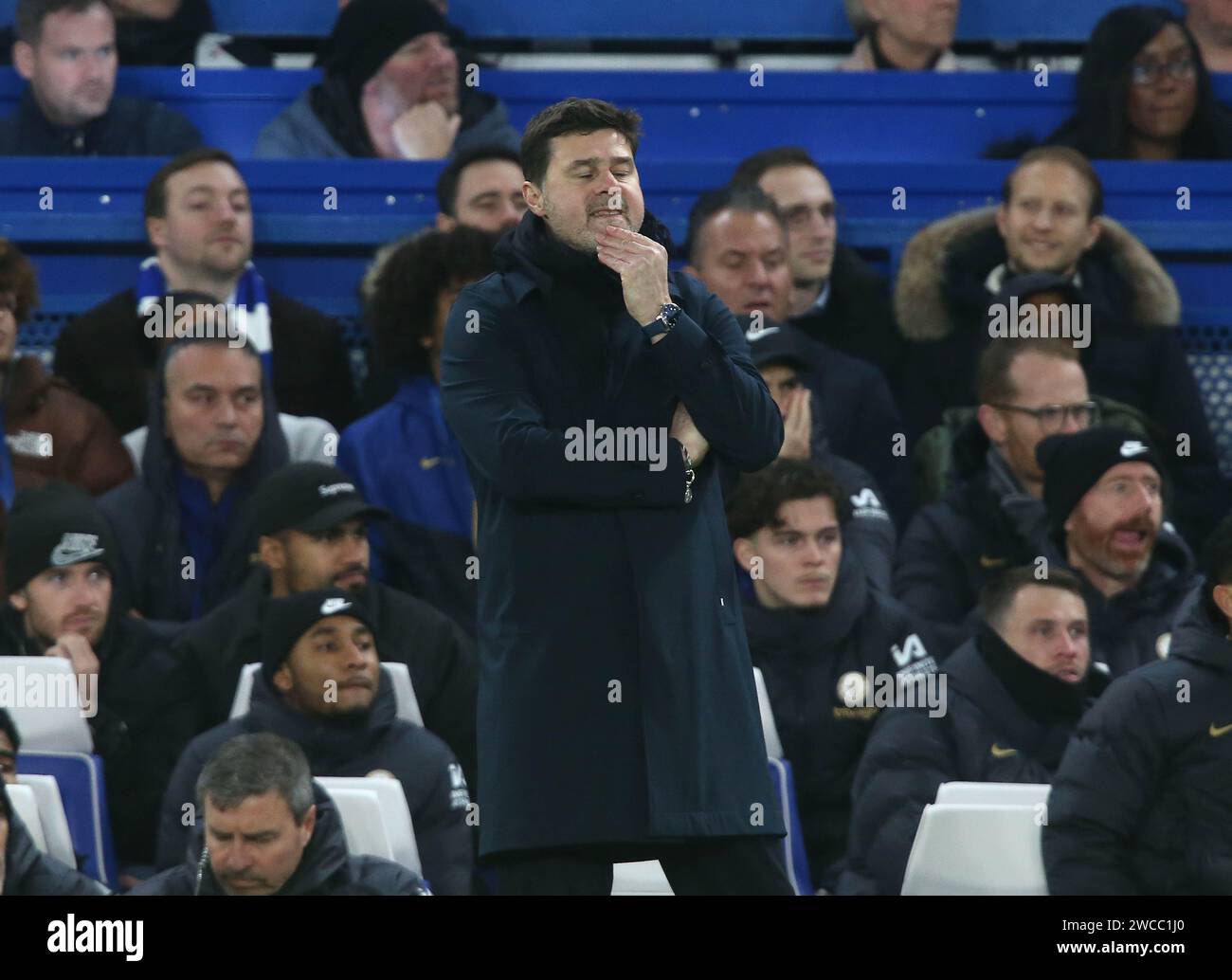 Mauricio Pochettino Manager of Chelsea looks disappointed & dejected ...