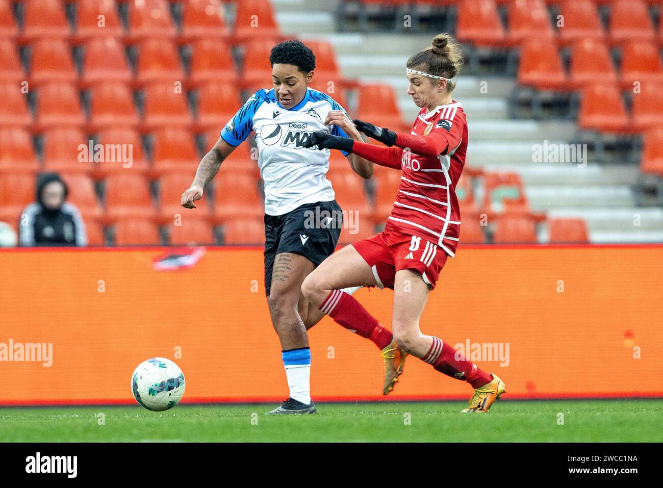 Liege, Belgium. 13th Jan, 2024. Aisse Tamara Gumbs (26) of Club YLA ...