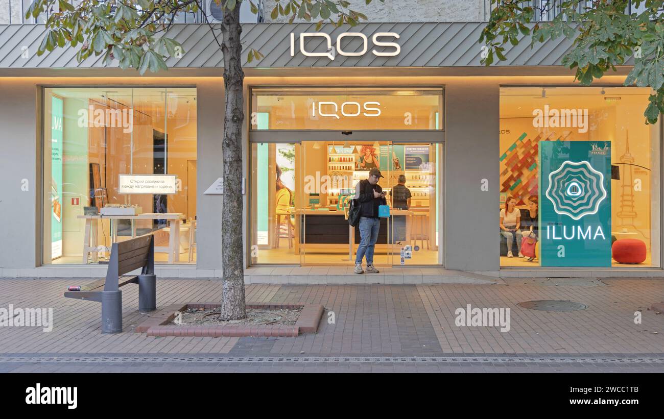 Sofia, Bulgaria - October 16, 2023: Iqos Shop Heated Tobacco and Electronic Cigarette Products ...