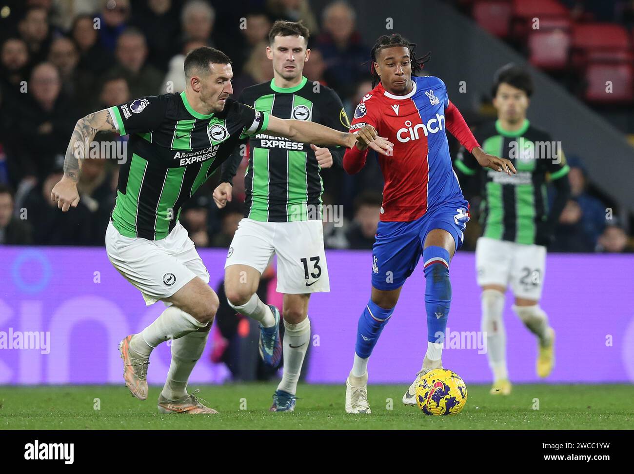 Michael Olise of Crystal Palace battles Lewis Dunk of Brighton & Hove ...