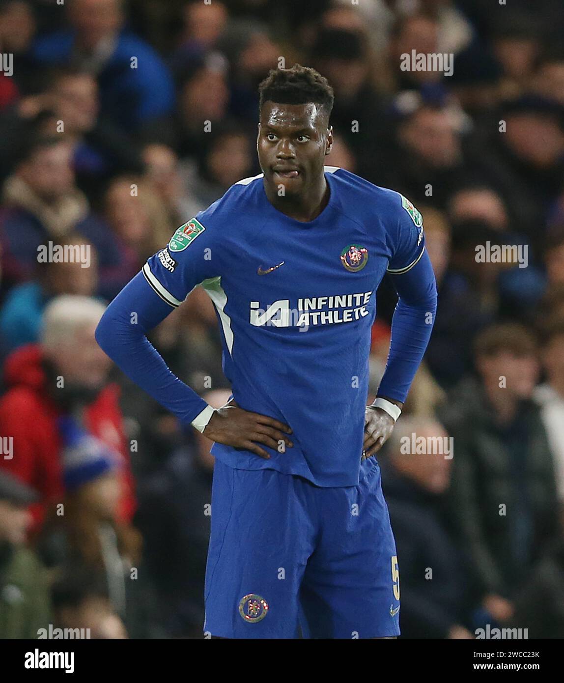 Benoit Badiashile of Chelsea looks disappointed & dejected. - Chelsea v ...