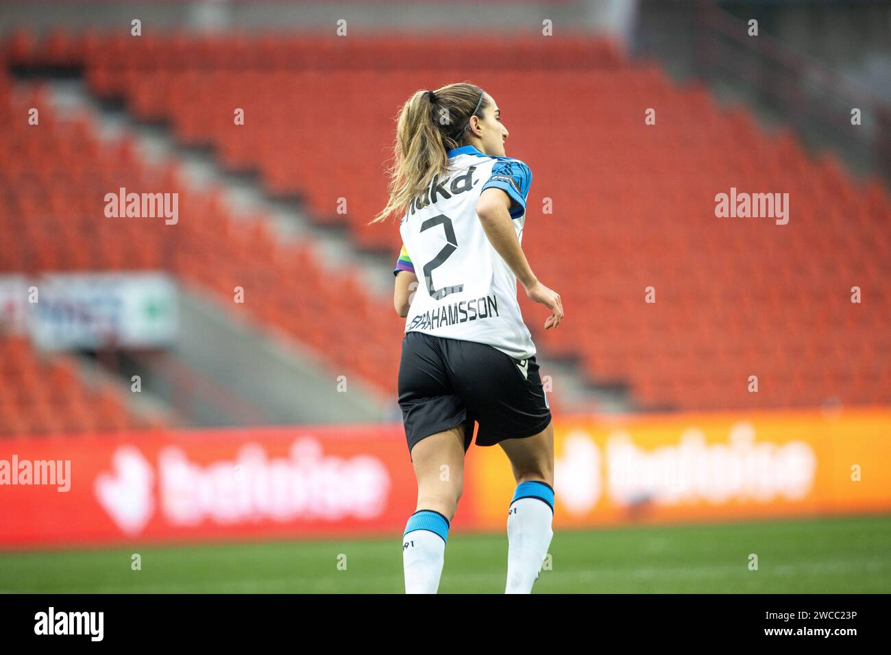 Liege, Belgium. 13th Jan, 2024. Sejde Abrahamsson (2) of Club YLA ...