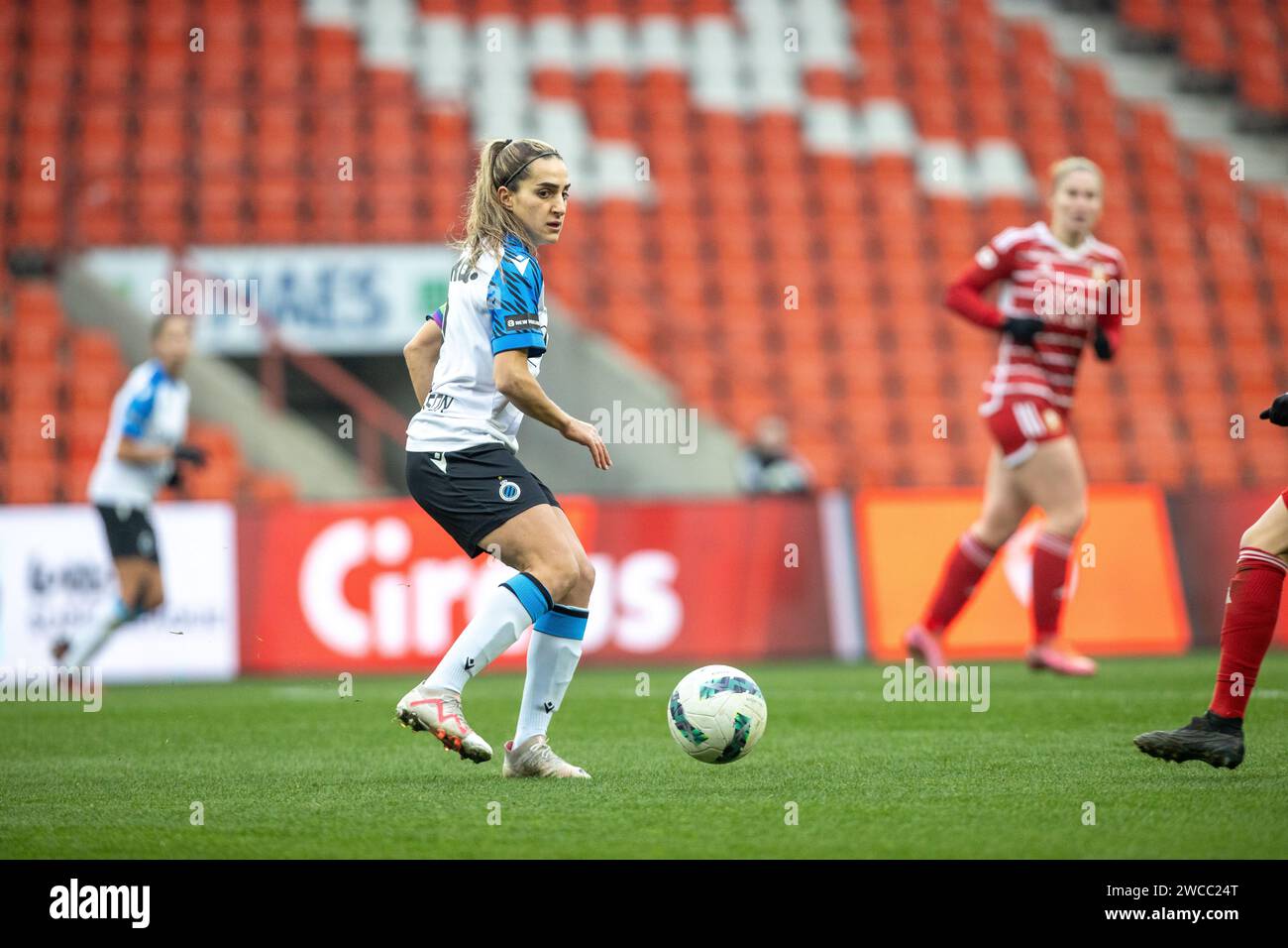 Liege, Belgium. 13th Jan, 2024. Sejde Abrahamsson (2) of Club YLA ...