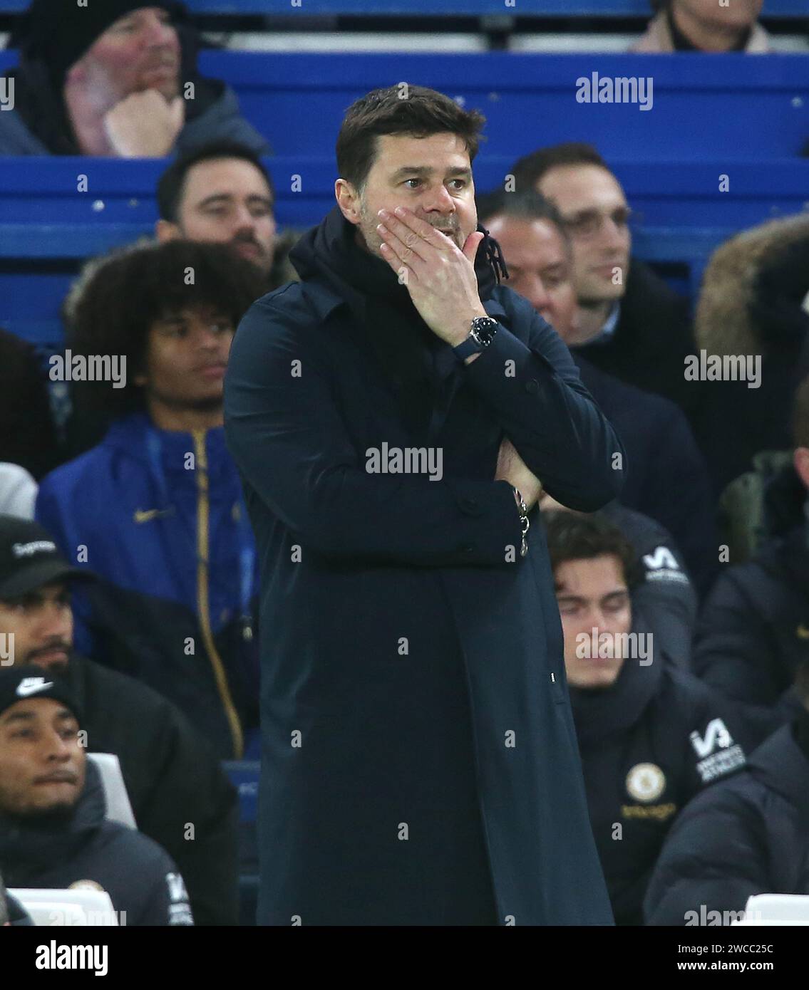 Mauricio Pochettino Manager of Chelsea looks disappointed & dejected ...