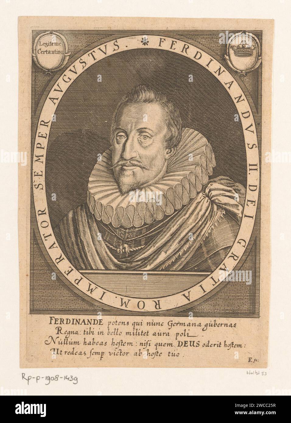 Portret van Ferdinand II, Sebastian Furck, 1641 print With praise in ...