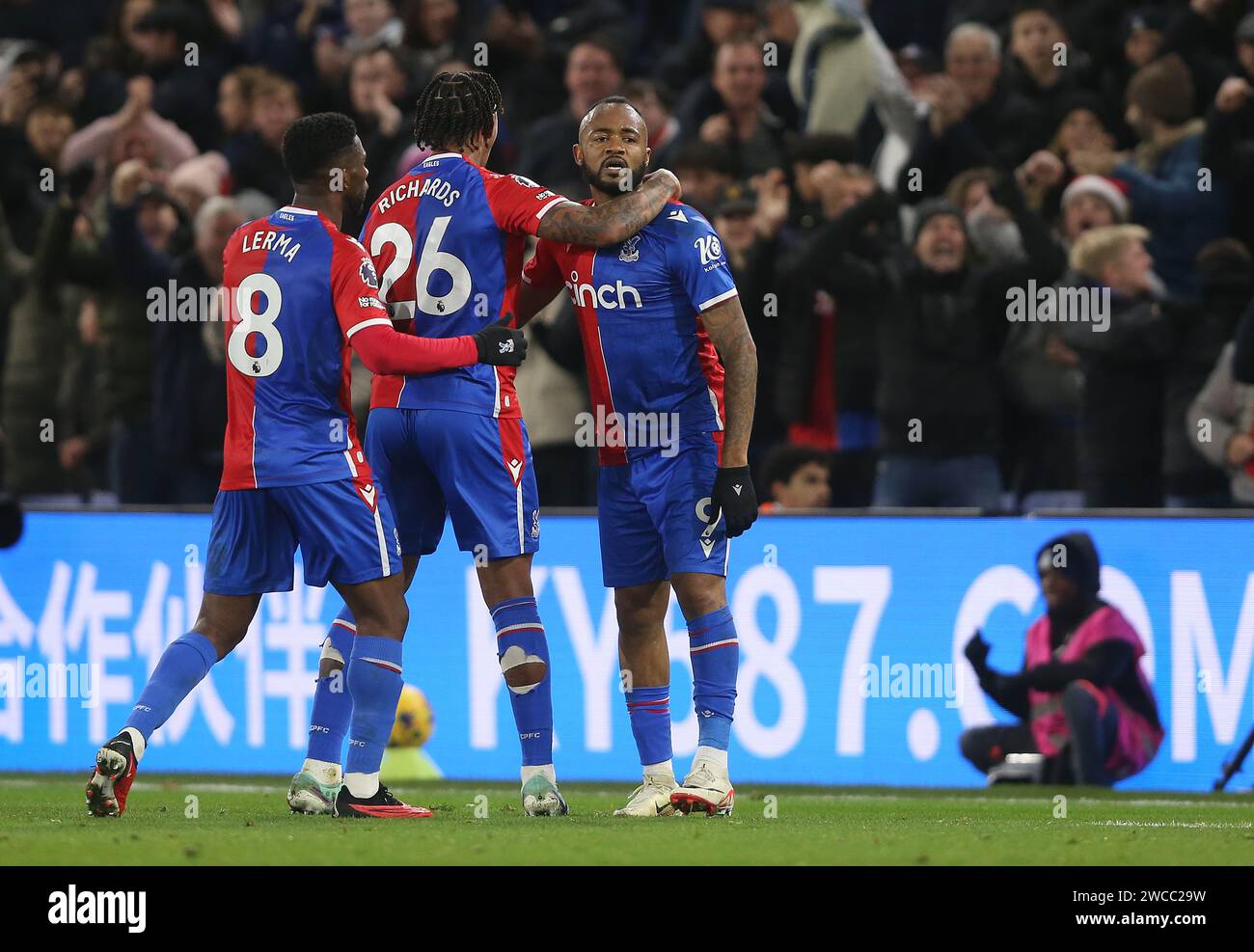 GOAL 1-0, Jordan Ayew of Crystal Palace goal celebration with Chris ...