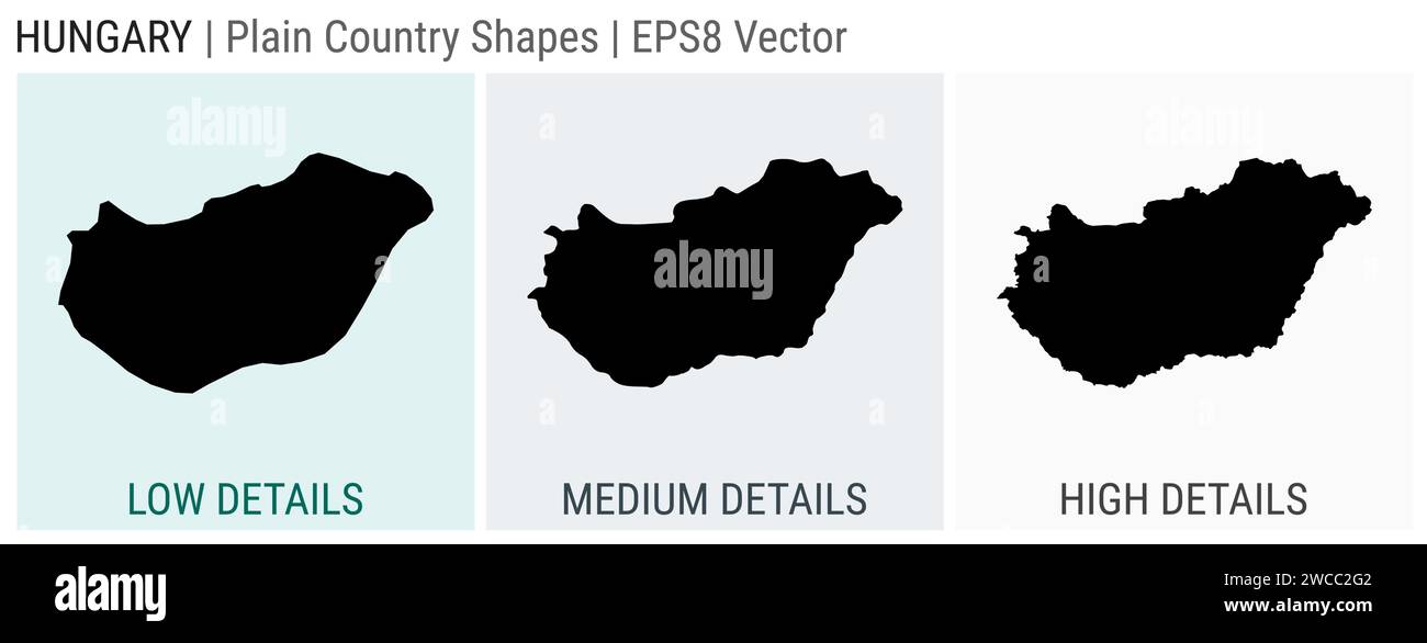 Hungary - plain country shape. Low, medium and high detailed maps of ...