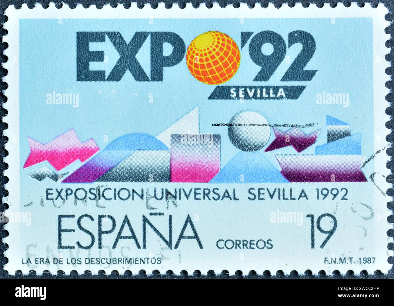 Cancelled postage stamp printed by Spain, that promotes Expo '92 World ...