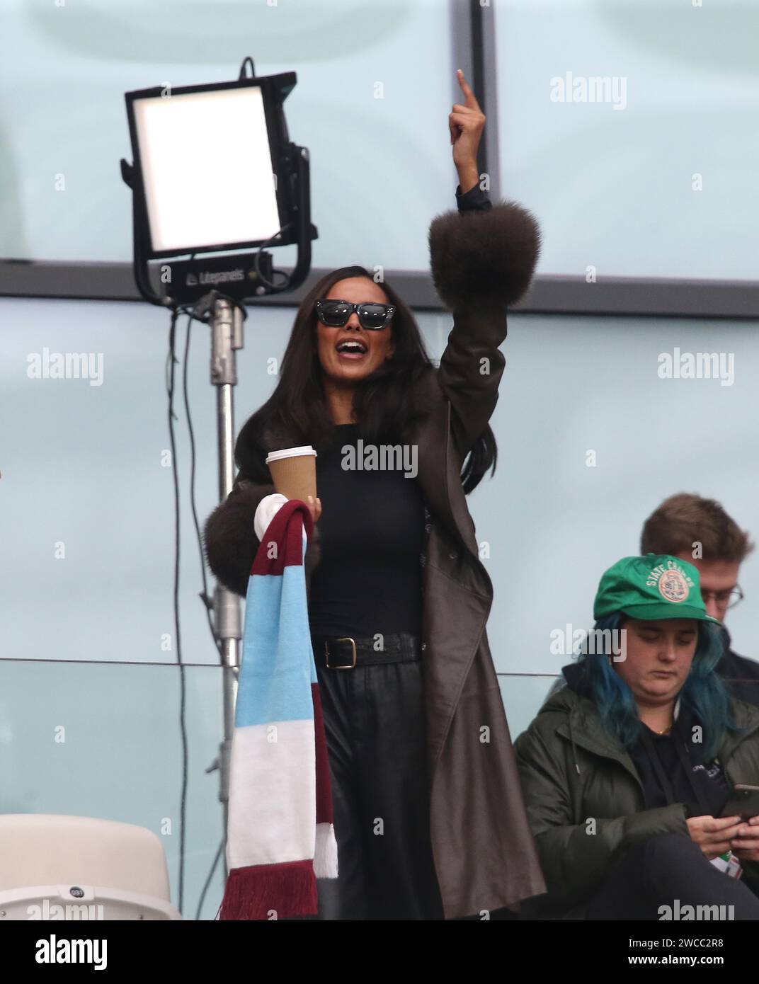 TV Presenter Maya Jama goal celebration for West Ham United watches on ...