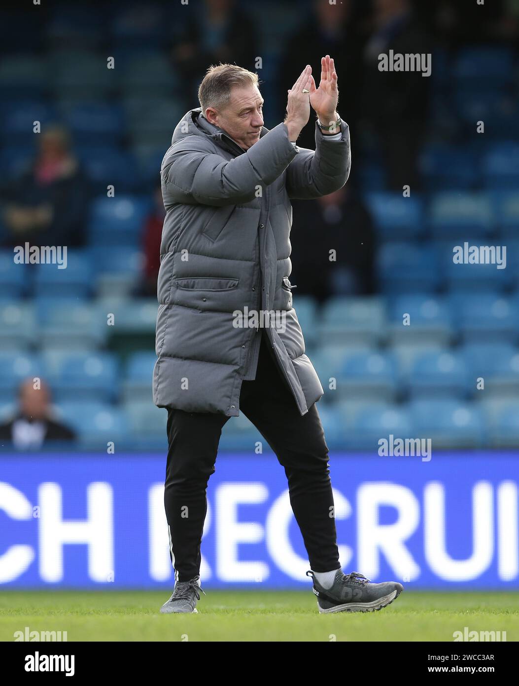 Scott Lindsey Manager of Crawley Town applauds the fans. - Gillingham v ...