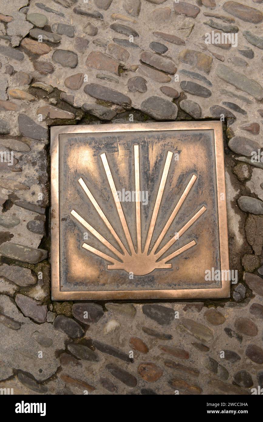 Santo Domingo de la Calzada, Camino de Santiago road sign. La Rioja ...