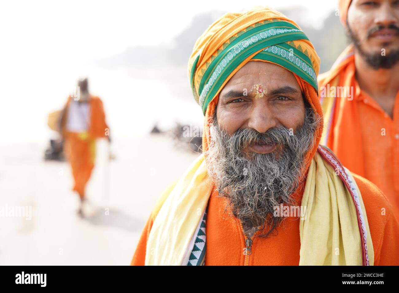 A Sadhu on the banks of the Ganges, en route to the Gangasagar Mela in ...
