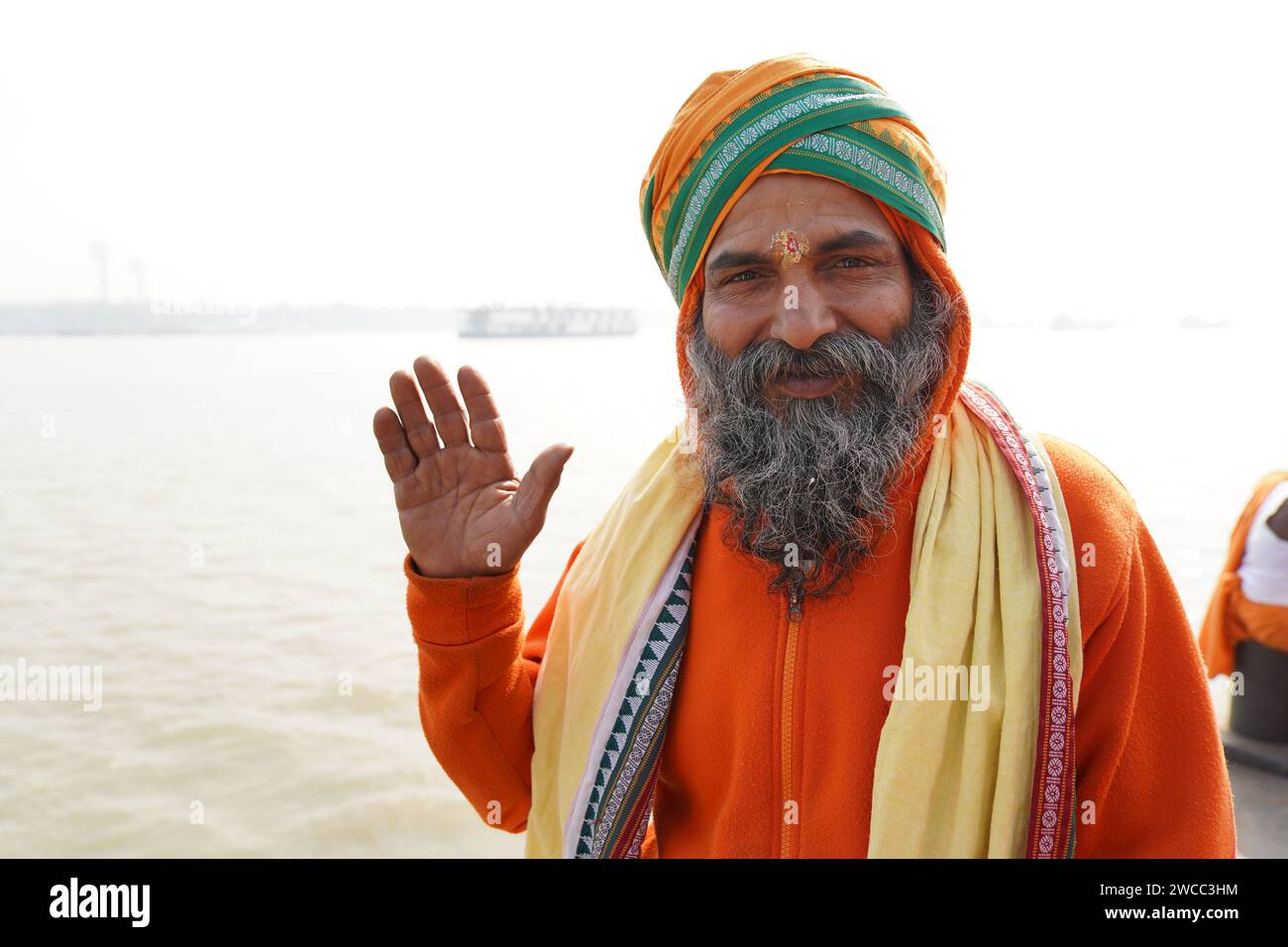 A Sadhu on the banks of the Ganges, en route to the Gangasagar Mela in ...