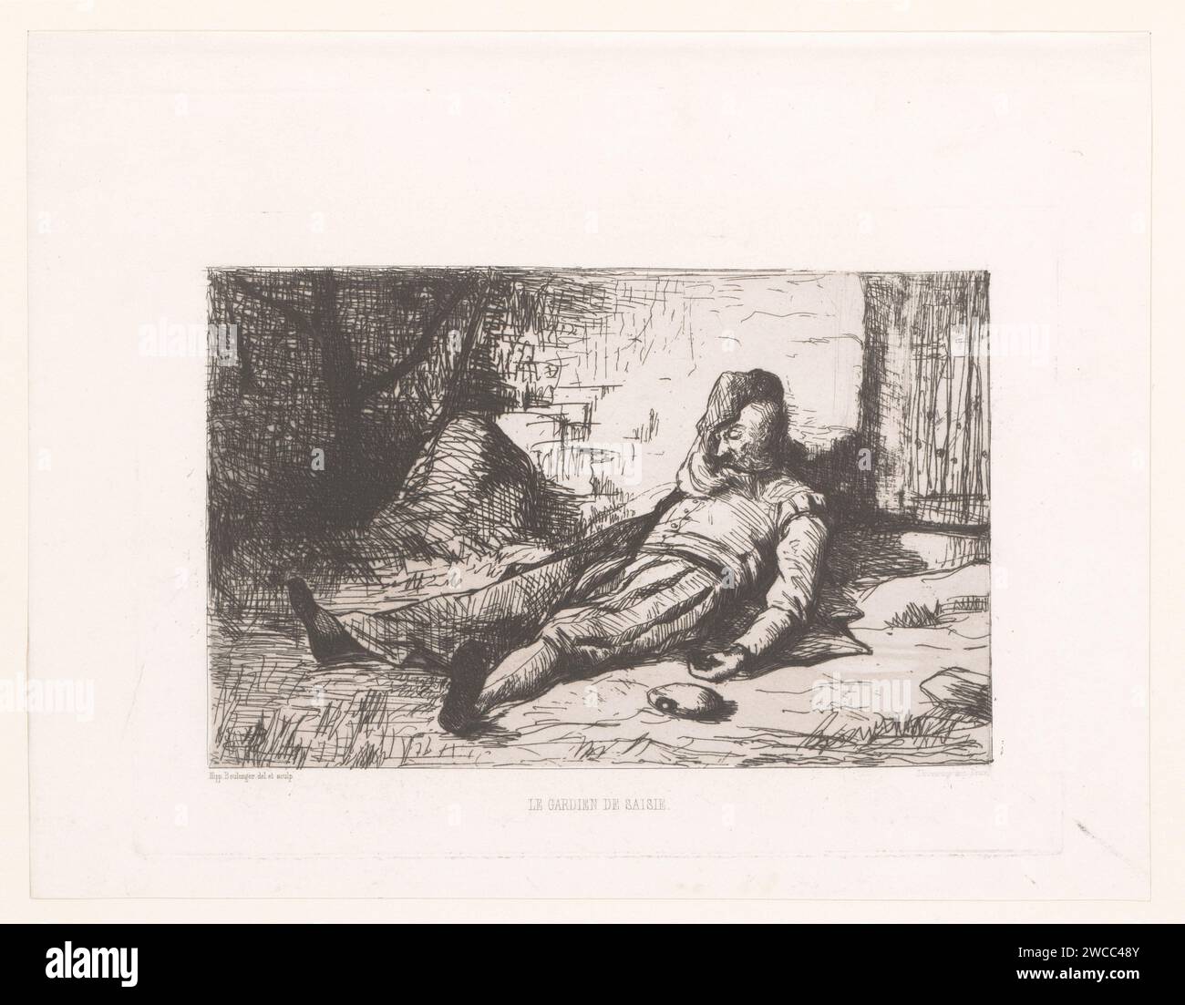 Sleeping Drunk Soldier, Hippolyte Emmanuel Boulenger, 1869 print ...