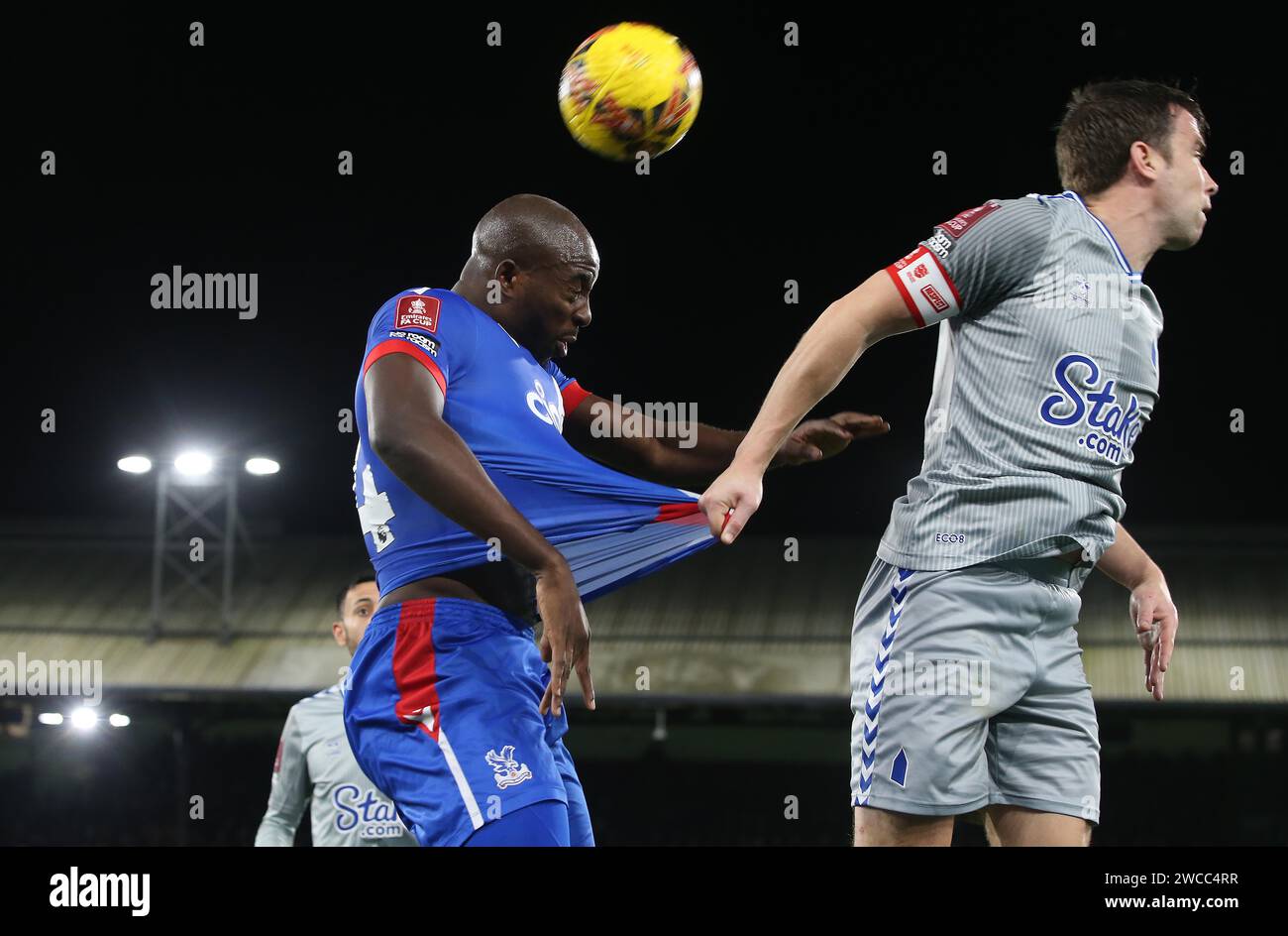 Jean-Philippe Mateta of Crystal Palace battles Seamus Coleman of ...