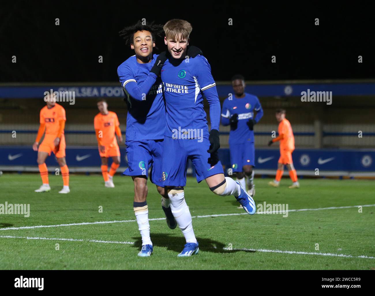 GOAL 1-0, Jimmy Jay-Morgan of Chelsea U21 goal celebration with Kiano ...