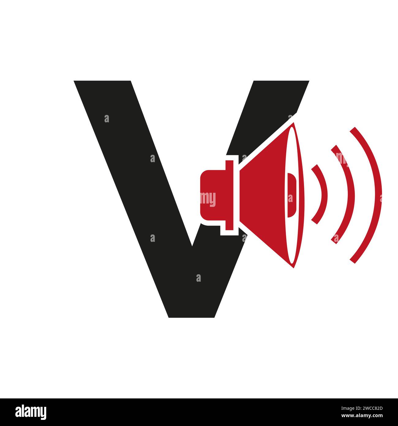 Music Logo On Letter V, Sound Icon. Podcast Icon, Broadcast Symbol ...