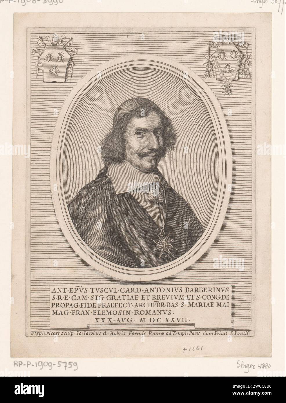 Portret van Antonio Barberini (2), Etienne Picart, 1658 - 1676 print ...