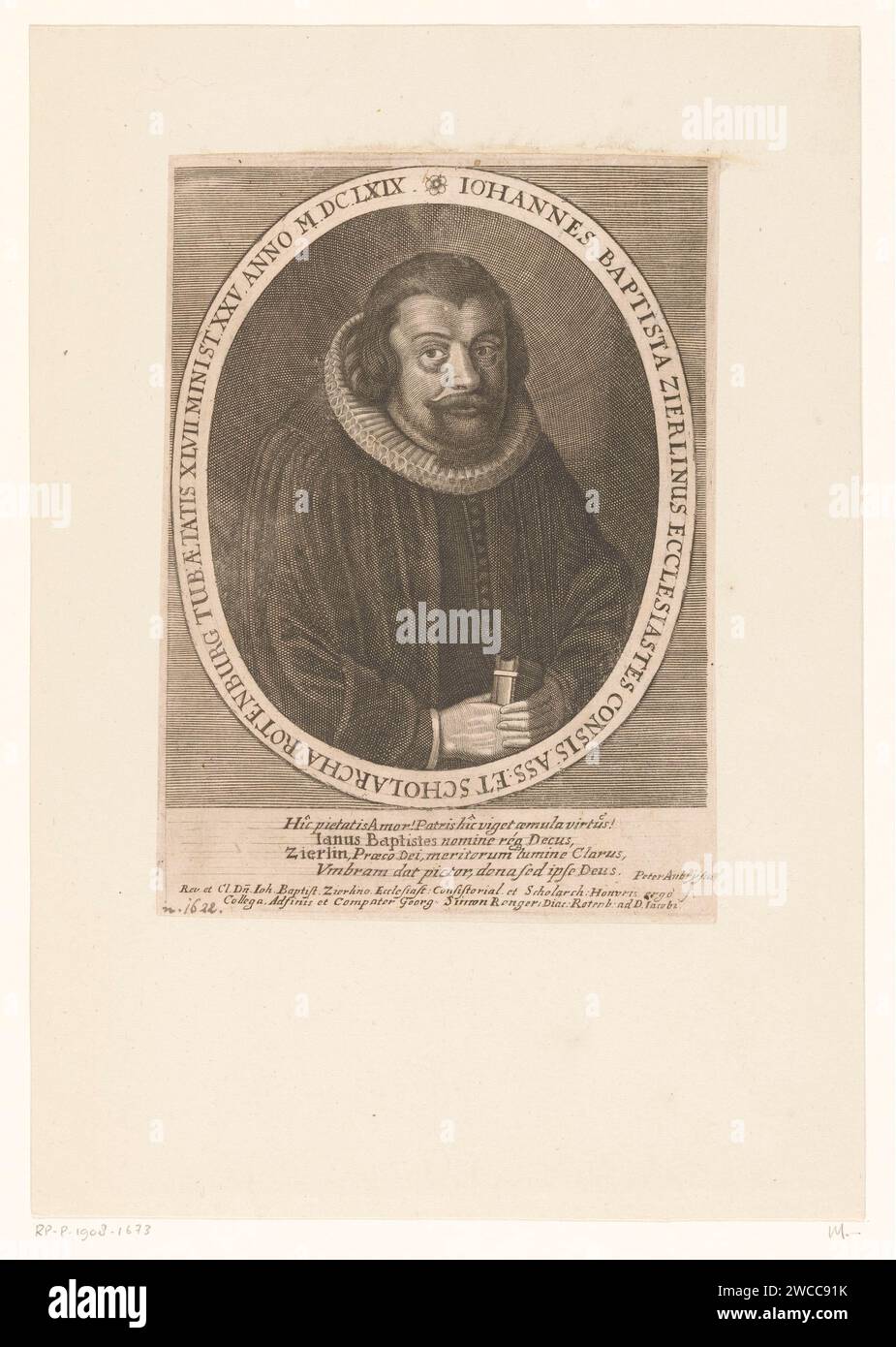 Portrait van Johann Baptist Zierlein, Peter Aubry (III), 1669 print ...