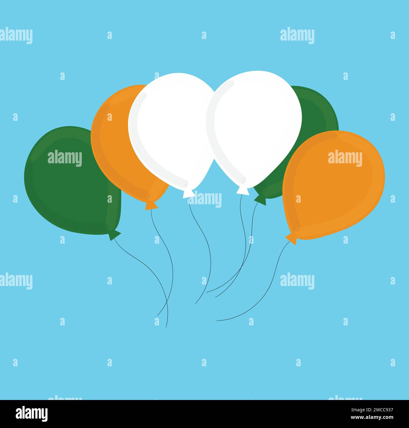 Balloons in traditional Indian tricolor. Decorative elements for ...